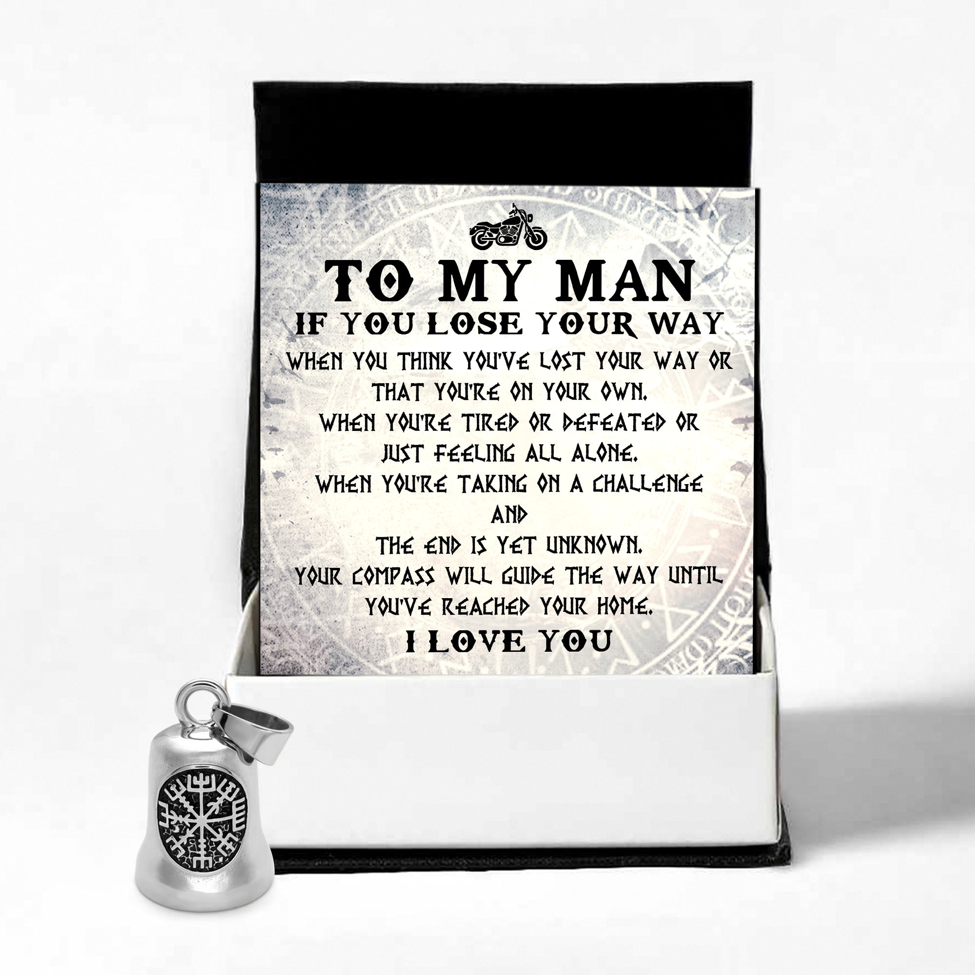 Personalized Viking Compass Bell - Biker - To My Man - Your Compass Wi ...